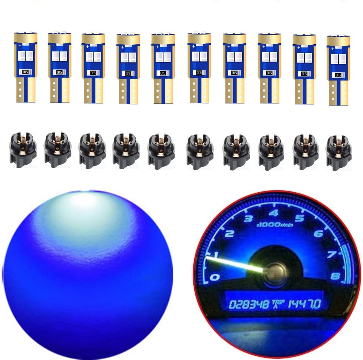 Amazon.com: CUSMME 10-Pack T5 LED Bulb, Super Blue 74 73 37 2721 Wedge Led Bulb Light,PC74 2723 ...