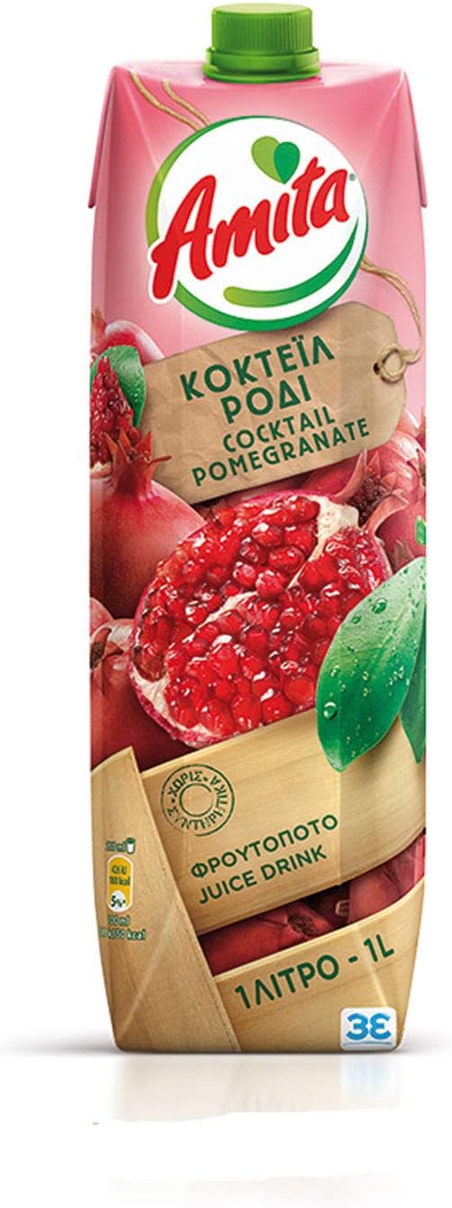 Amita Cocktail Pomegranate Juice Drink 1L (Pack of 8) : Amazon.co.uk ...