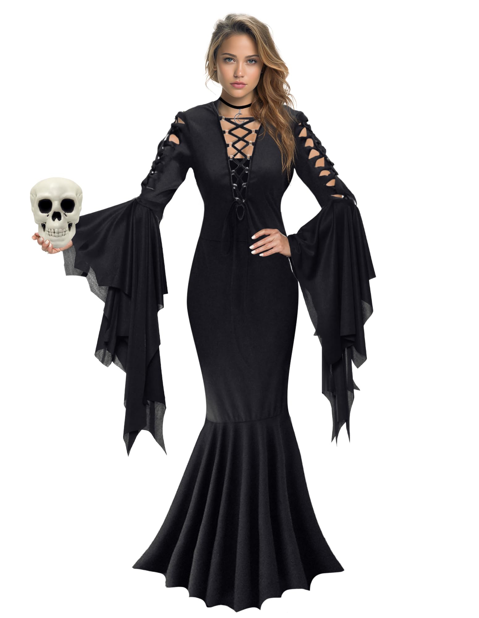 Amazon.com: KatchOn, Gothic Witch Costume for Women - Adult Black Witch ...