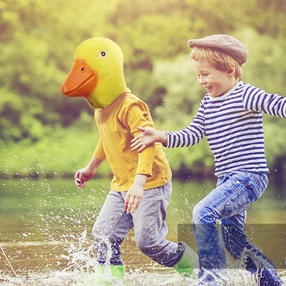 molezu Yellow Duck Mask Head Cover Animal Latex Mask Halloween Mask ...