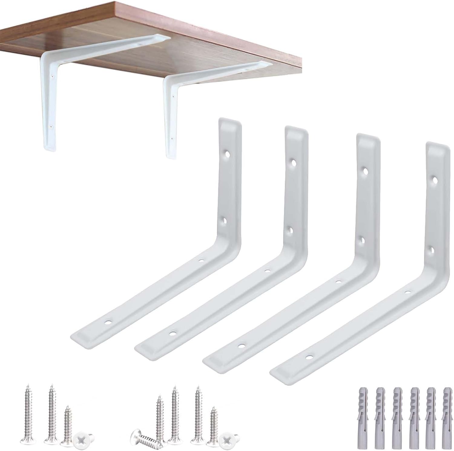 Amazon.com: Shelf Brackets 4 Pack White, Wall Mounted L Bracket for ...