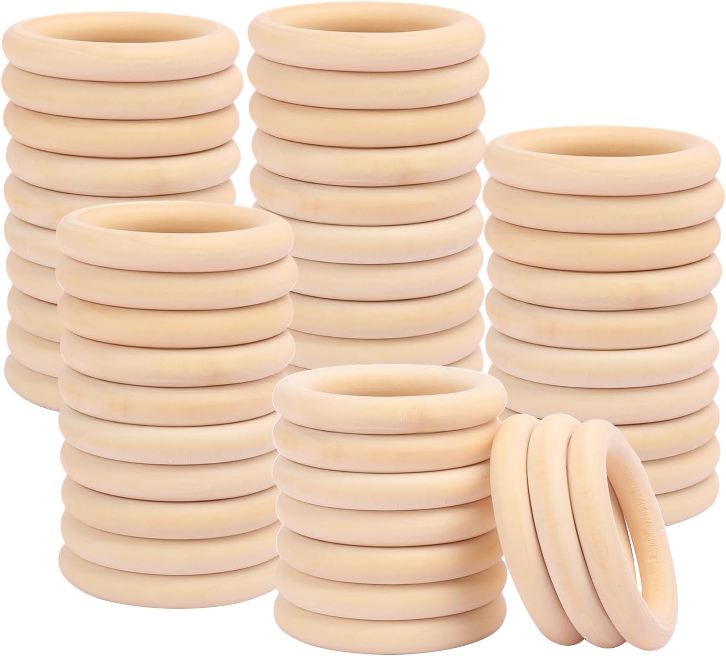 Amazon.com: 50PCS 3 inch Wooden Rings for Crafts Unfinished Wood Rings ...