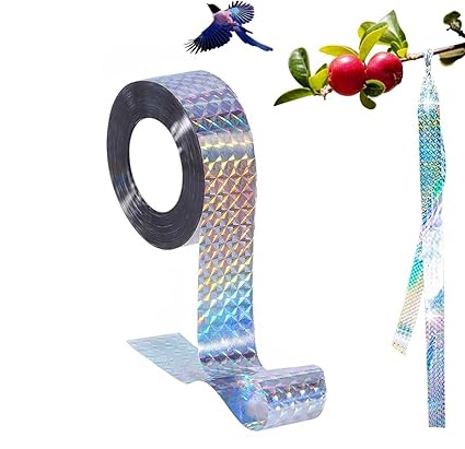 HEXONIQ® Bird Scare Tape, 328ft Double Sided Bird Repellent Deterrent ...