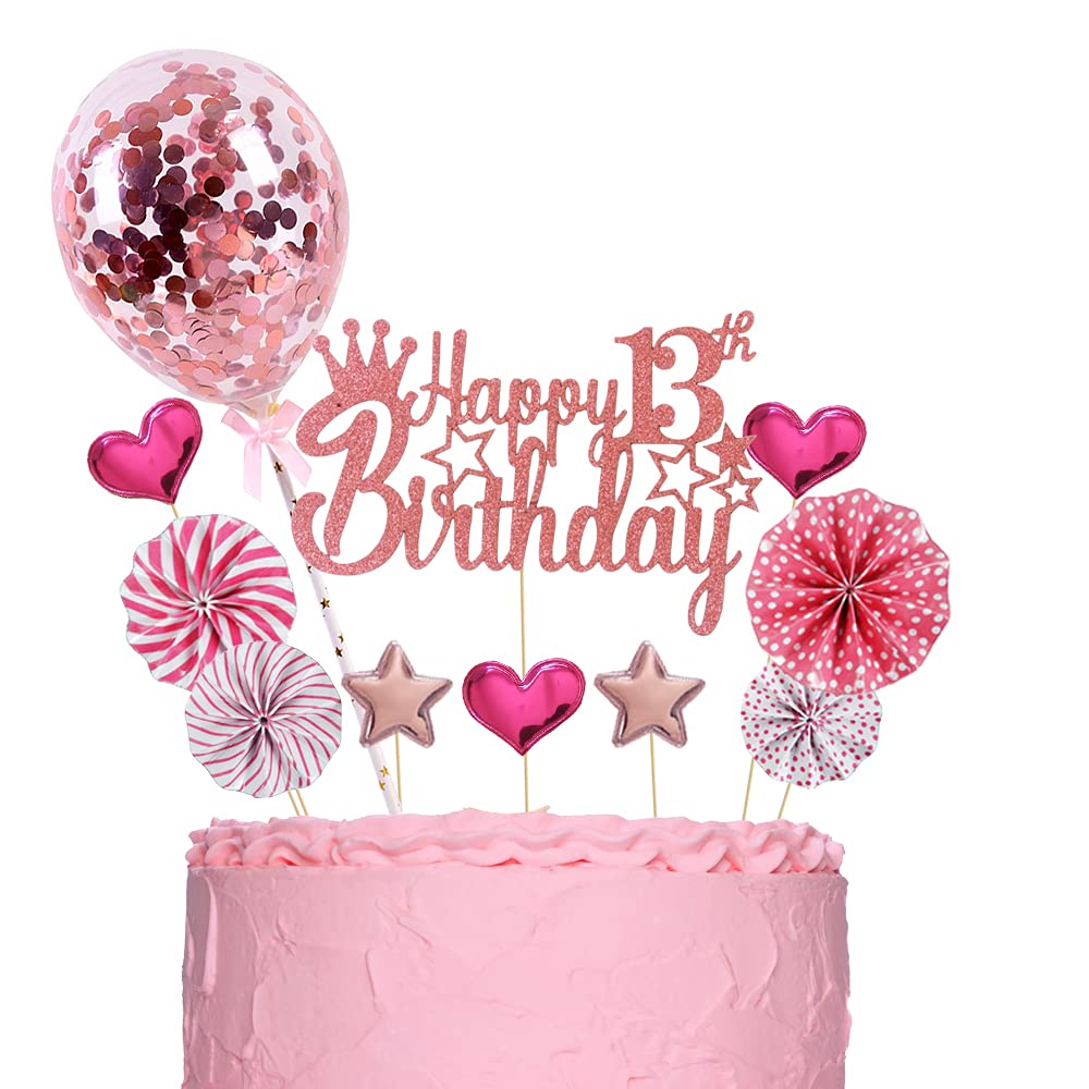 Buy ENYACOS Personalised Happy Birthday Cake Topper, Happy 13th ...