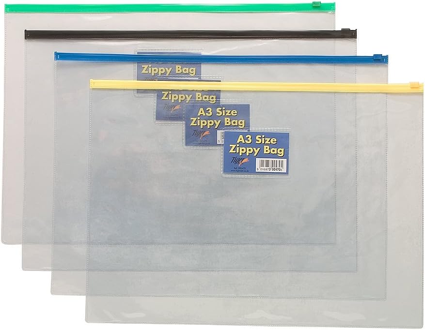 15 A4 Plus Zip Pouch Document Wallet - Assorted Color, Stylish File ...