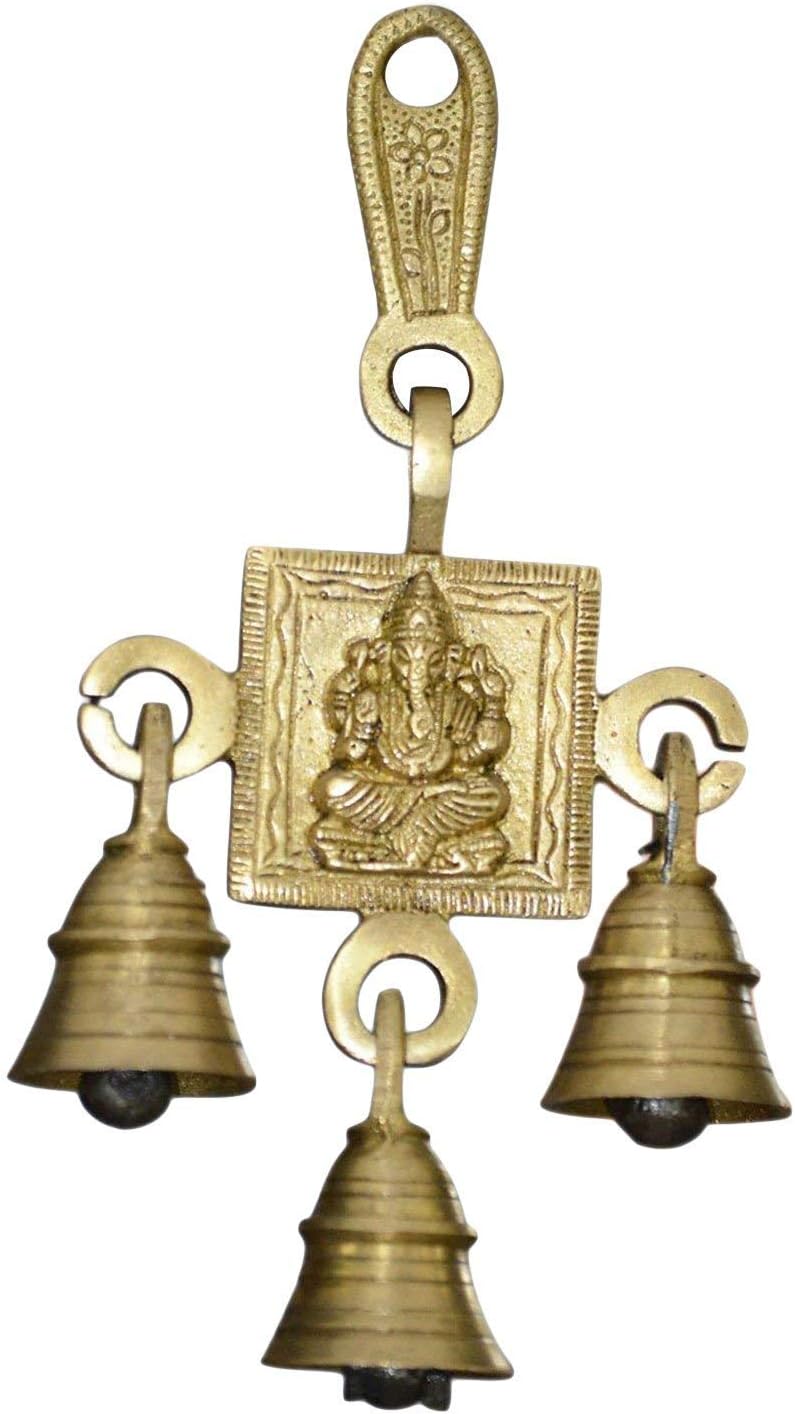 Amazon.com: Ganesha Bells Brass Hanging Hindu God Bell Brass Statue ...