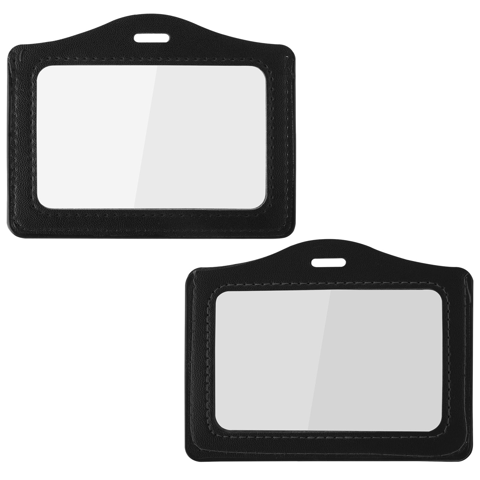 Lusofie 2pcs Leather ID Card Holder, Waterproof Dual Sided Transparent ...