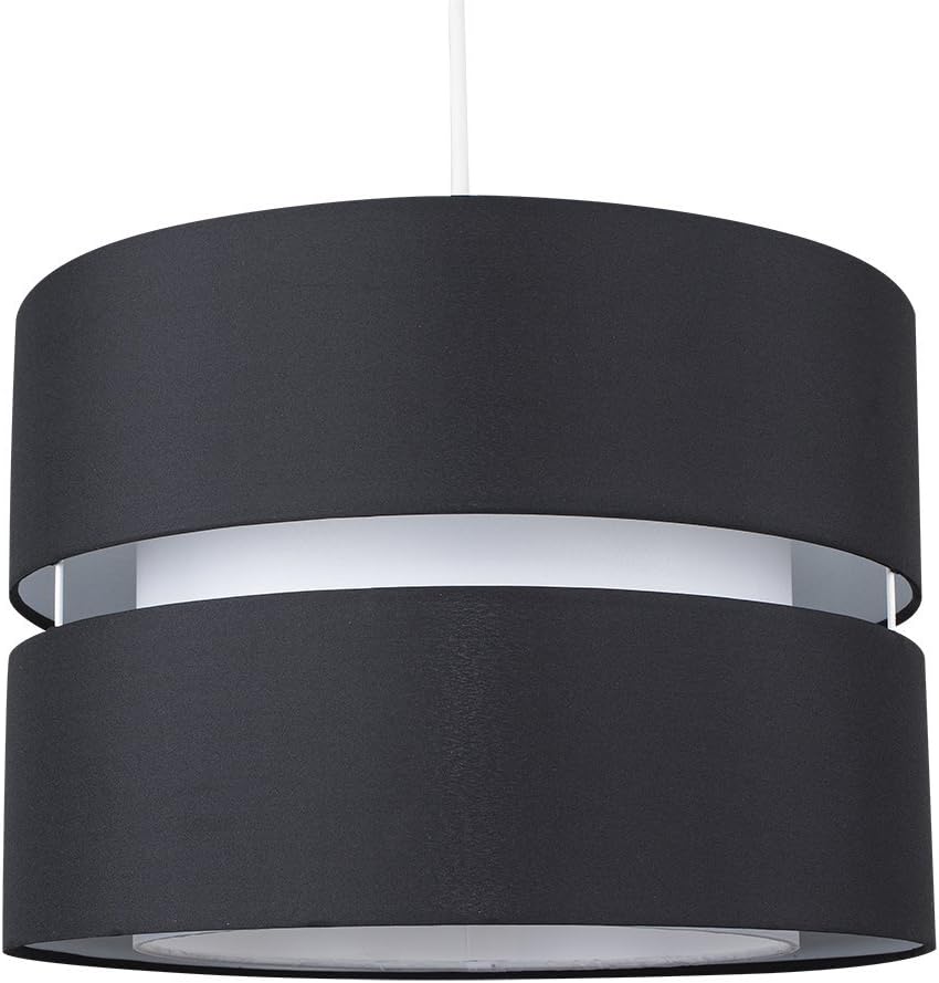 MiniSun Modern 2 Tier Cylinder Ceiling Pendant Light Shade in a Black ...