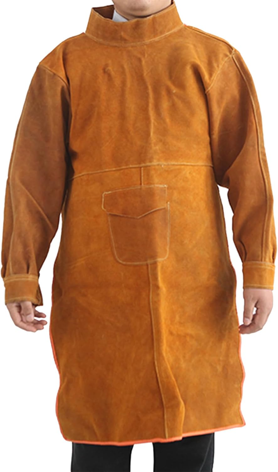 Amazon.com: Senvitate Leather Welding Apron with Long Sleeve, Flame ...