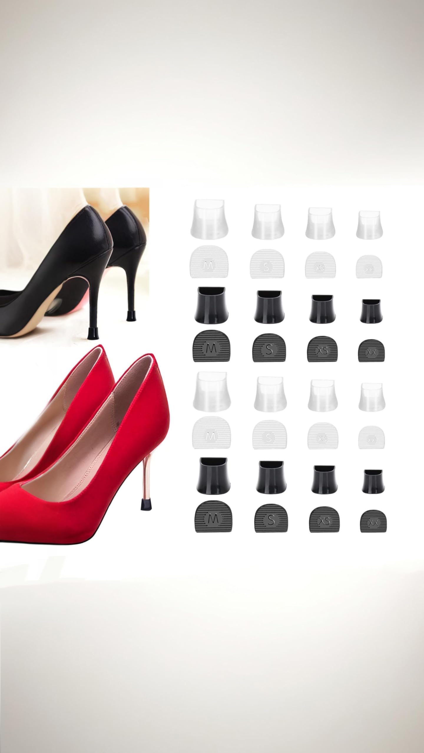 High Heel Protectors 8 Pairs Heel Repair Caps Covers & Heel Stoppers 4 ...