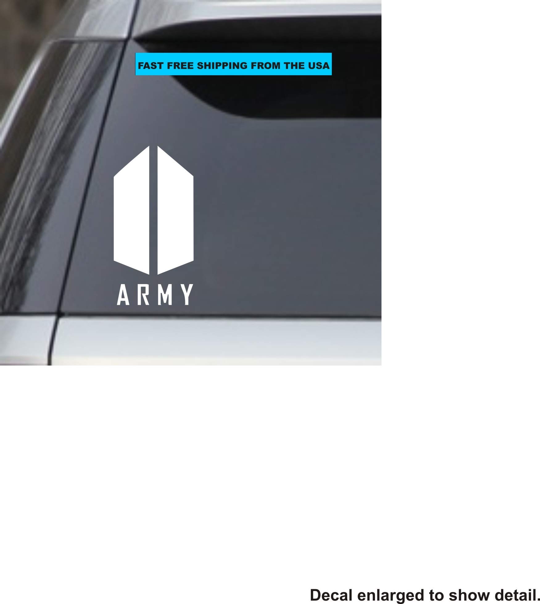 Buy acrazyfool decals Set of (2) White 6" BTS Army New Logo Text Army ...