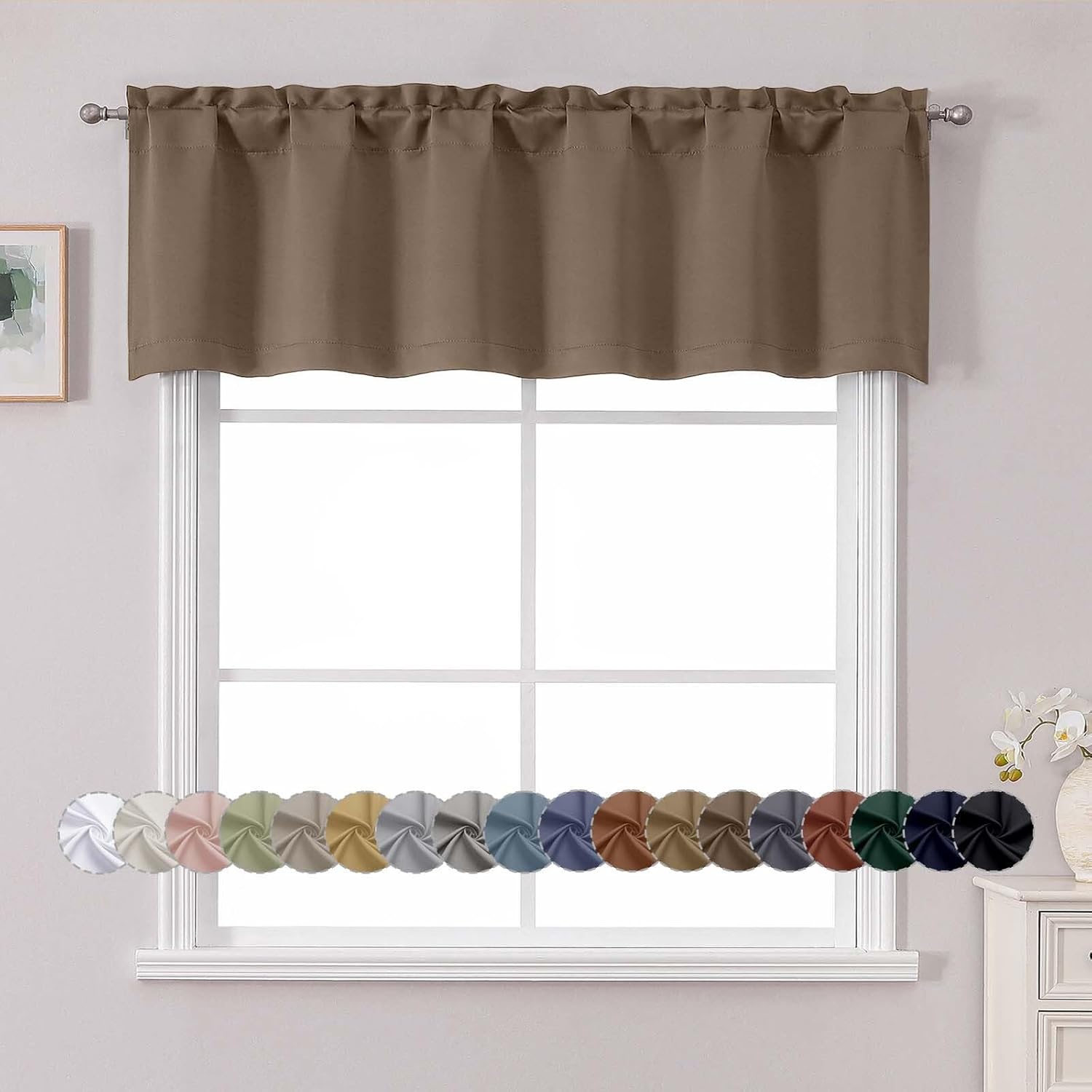 Amazon.com: Chyhomenyc Brown Valance for Window, Blackout Small Kitchen ...