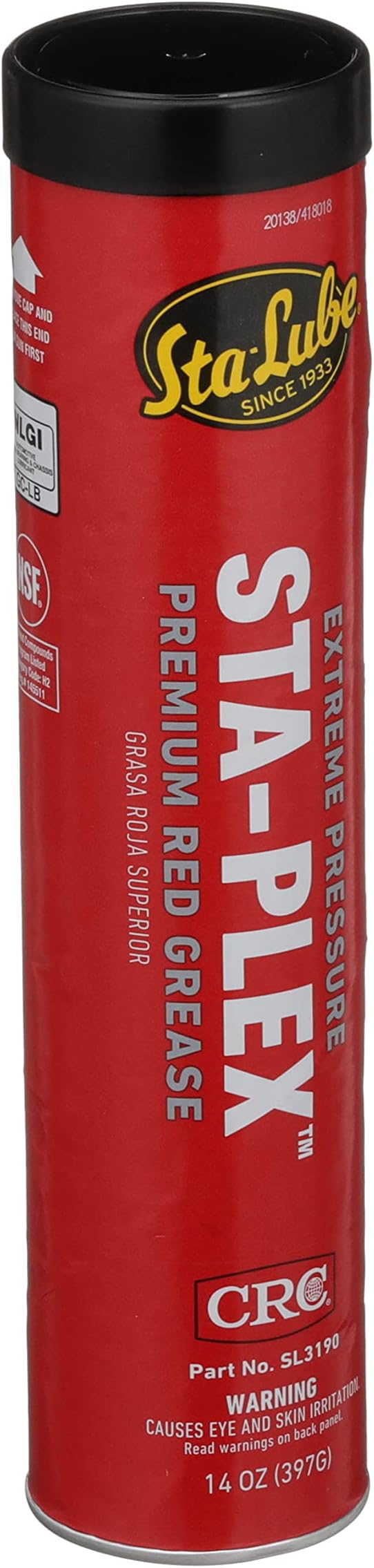 CRC SL3190 Sta-Plex Extreme Pressure Premium Red Grease, 14oz Cartridge ...