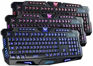 Gaming Keyboard 3 Colour Led Back-Light Wired USB Illuminated Cool ...