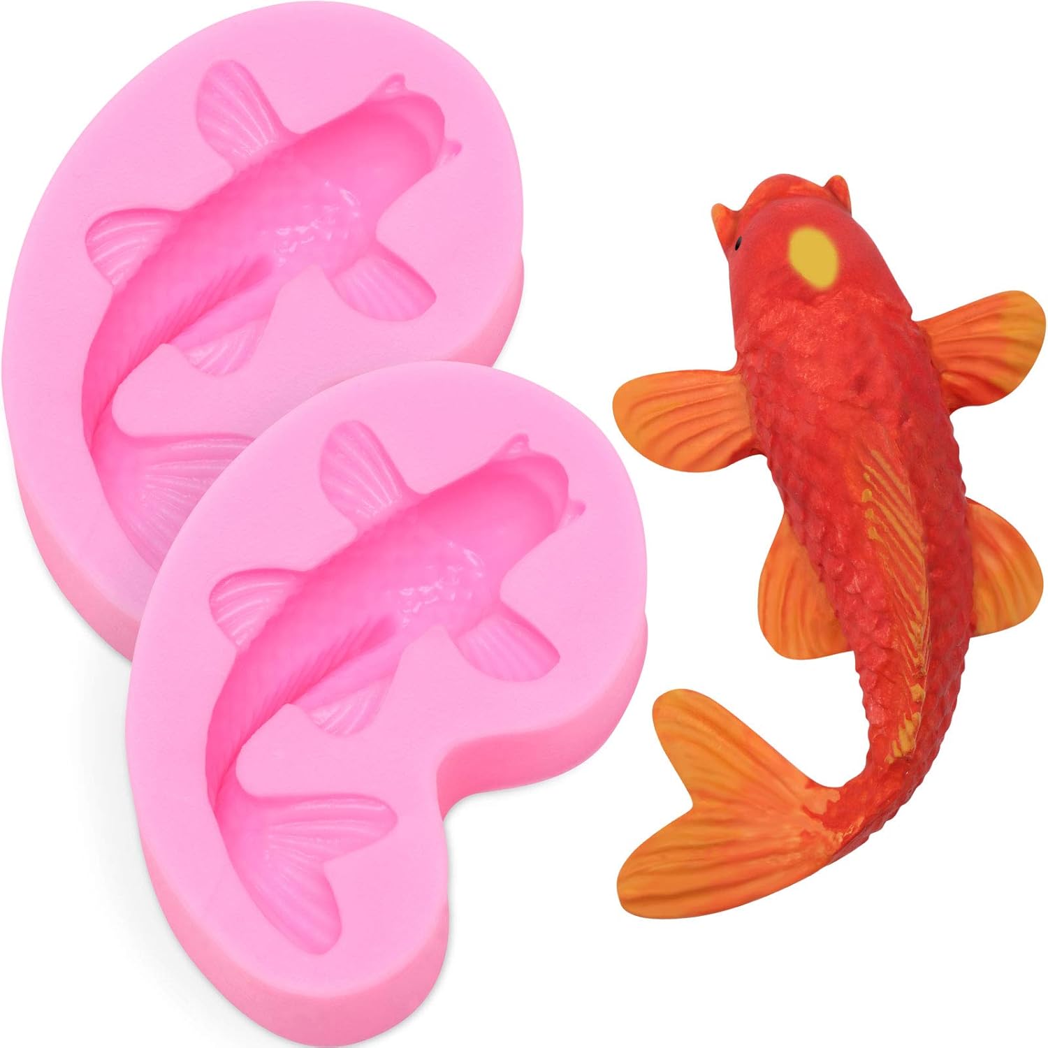 Amazon.com: 2 Pieces Koi Fish Silicone Mold Fish Candy Fondant Mold ...