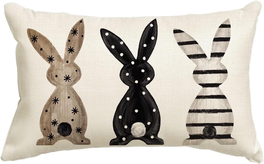 Amazon.com: AVOIN colorlife Easter Rabbits Throw Pillow Cover, 12 x 20 ...