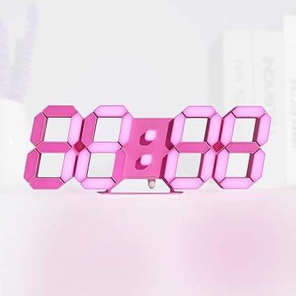 Amazon.com: KOSUMOSU Pink LED Clock 3D Wall Clock 9.7" Table Clock for ...