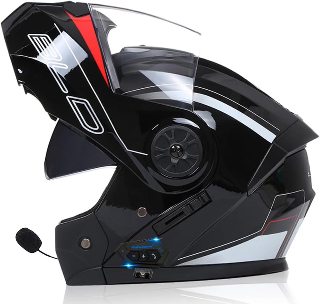 Bluetooth Helmet Motorcycle Modular Dual Visor Anti Fog Flip Up Front ...