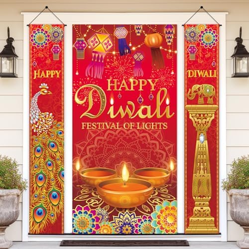 Amazon.com: Happy Diwali Porch Banner Diwali Banner Diwali Decorations ...