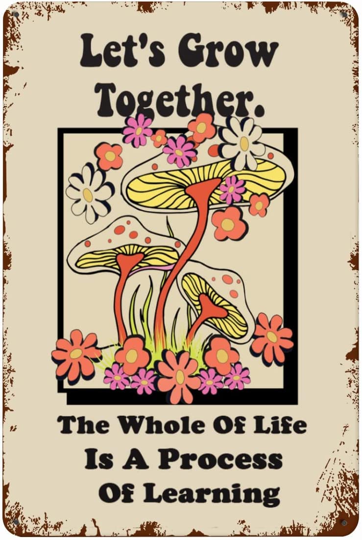 Amazon.com : Metal Tin Sign 70s Retro Groovy Hippie Slogan Mushroom ...