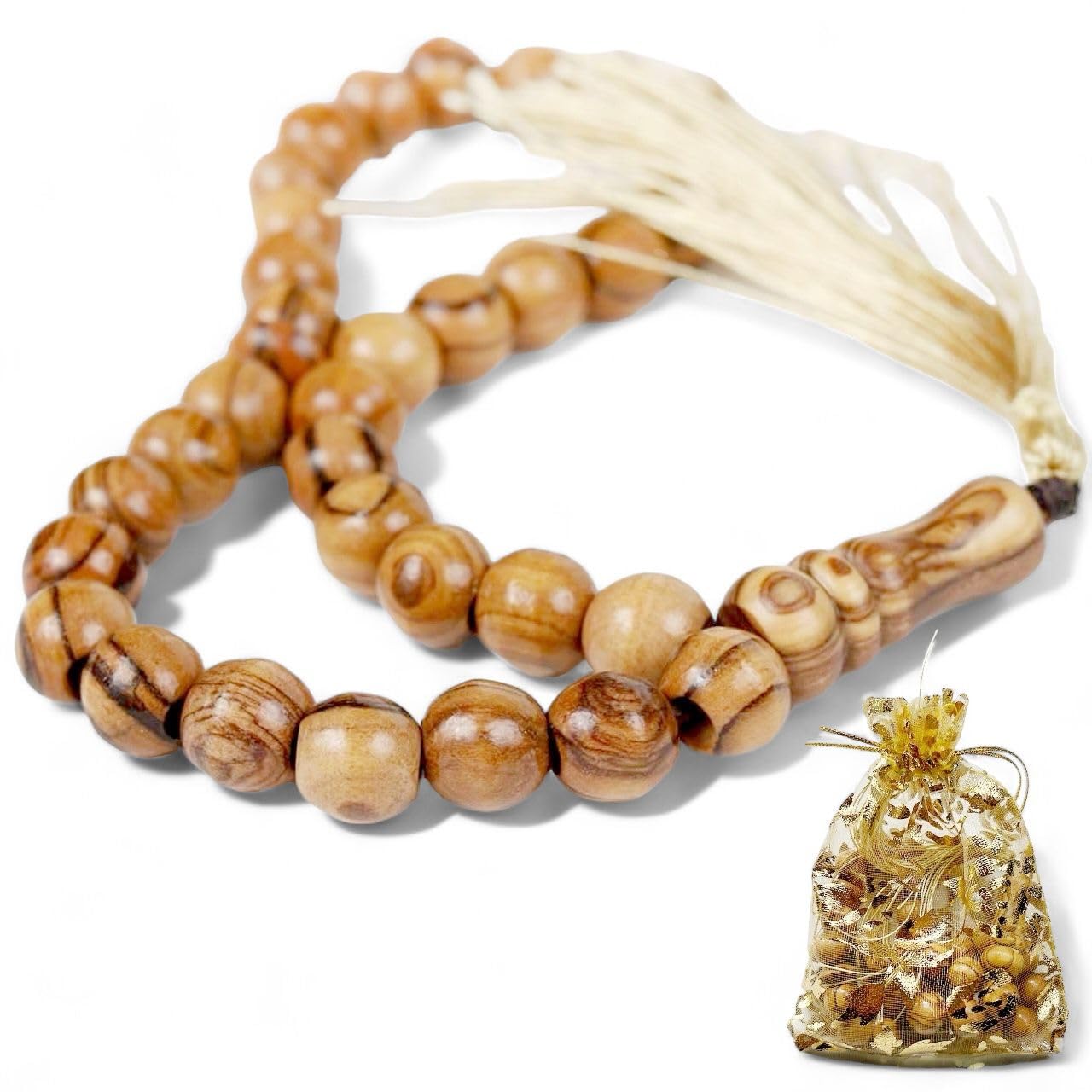 Amazon.com: Generic Masbaha 33 beads olive wood from jerusalem Islamic ...