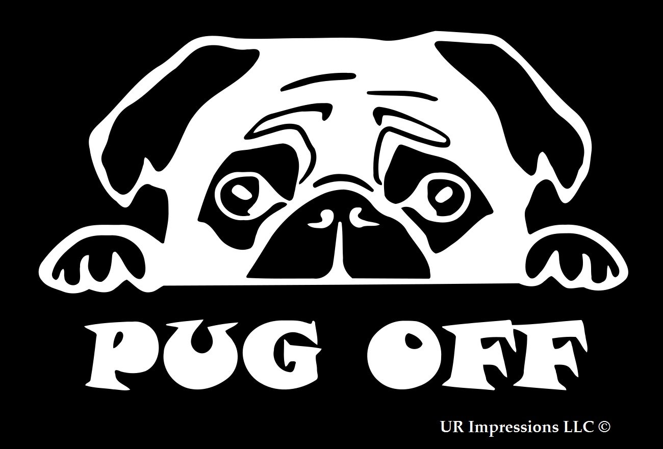 Amazon.com: Pug Peeking - Pug Off Decal Vinyl Sticker Graphics|UR ...