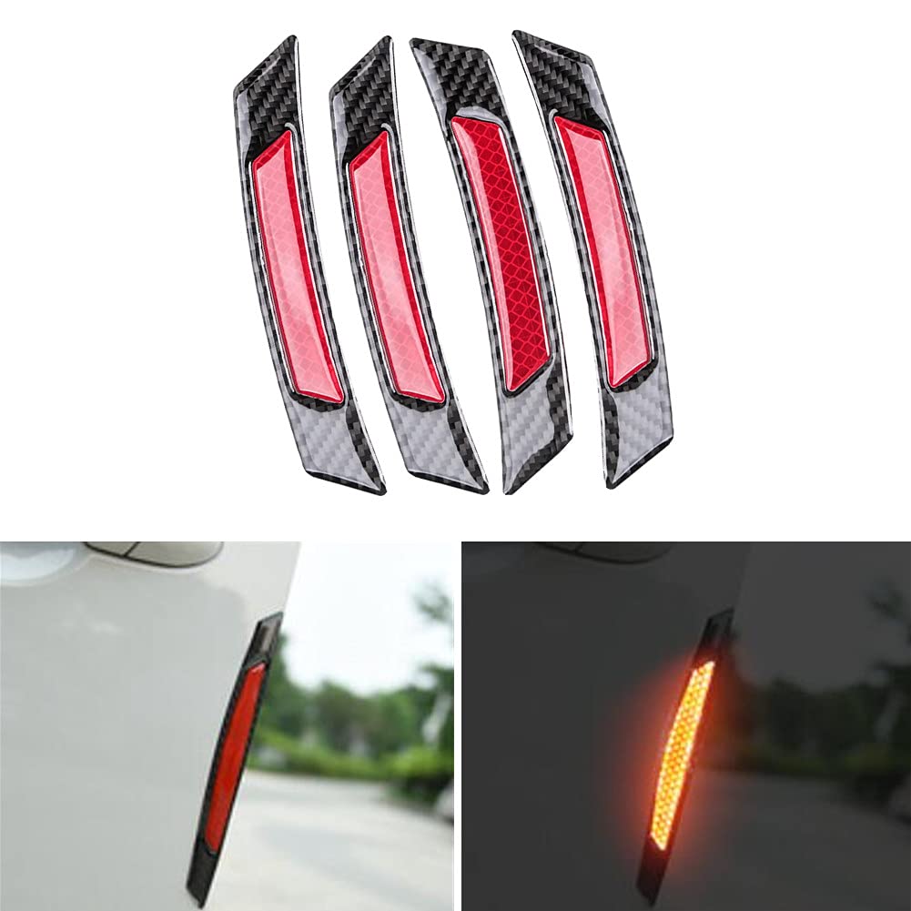 Kelenate® (Red) 4Pcs Carbon Fiber Car Wheel Eyebrow Bump Protector Auto ...