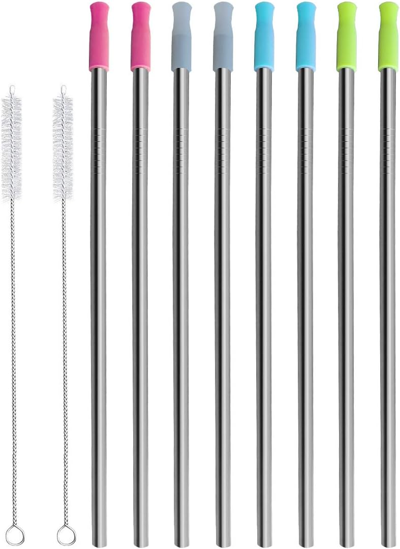 Amazon.com: EXTRA LONG Stainless Steel Drinking Straws 10.5" Length 4 ...