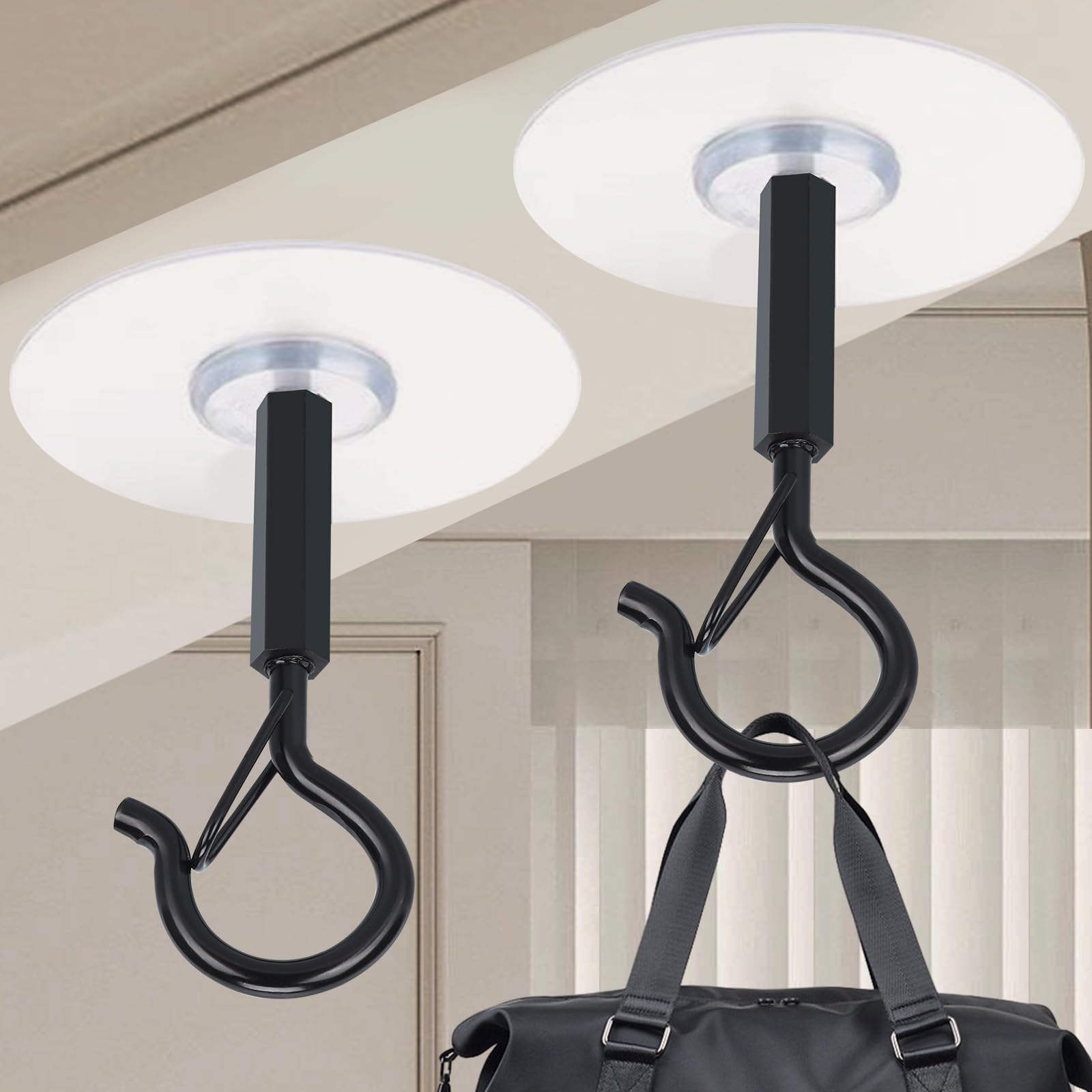 calfken Adhesive Ceiling Hooks,6 Pack Super Heavy Duty Stick On Hooks ...