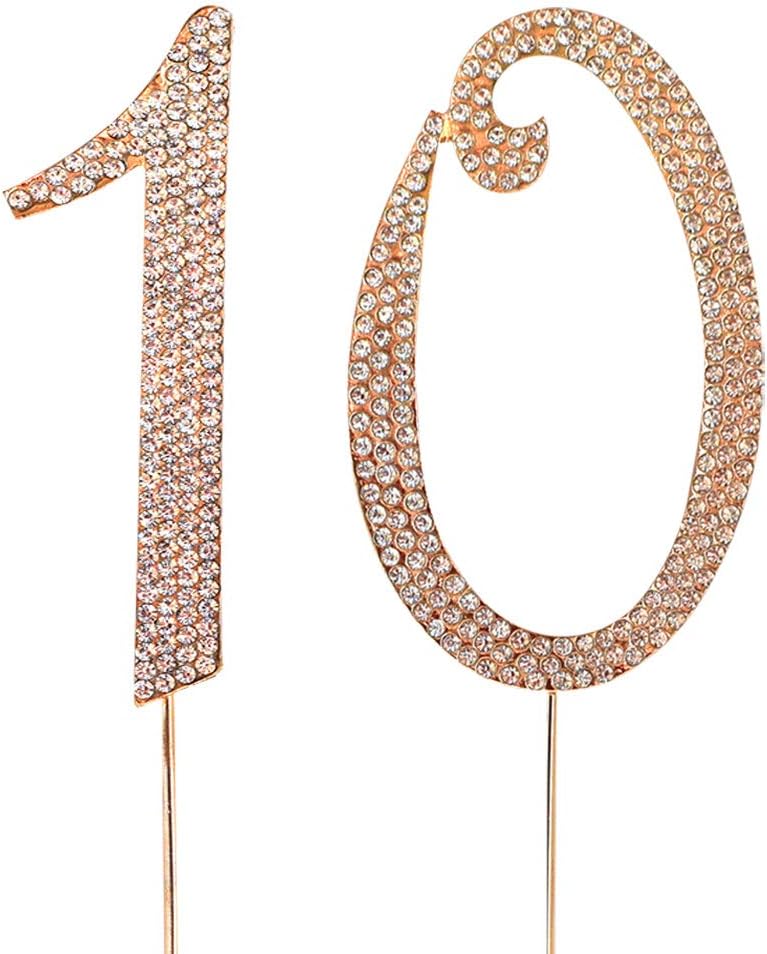 Amazon.com: MAGJUCHE Gold 10" Crystal Cake Topper, Number 10 ...