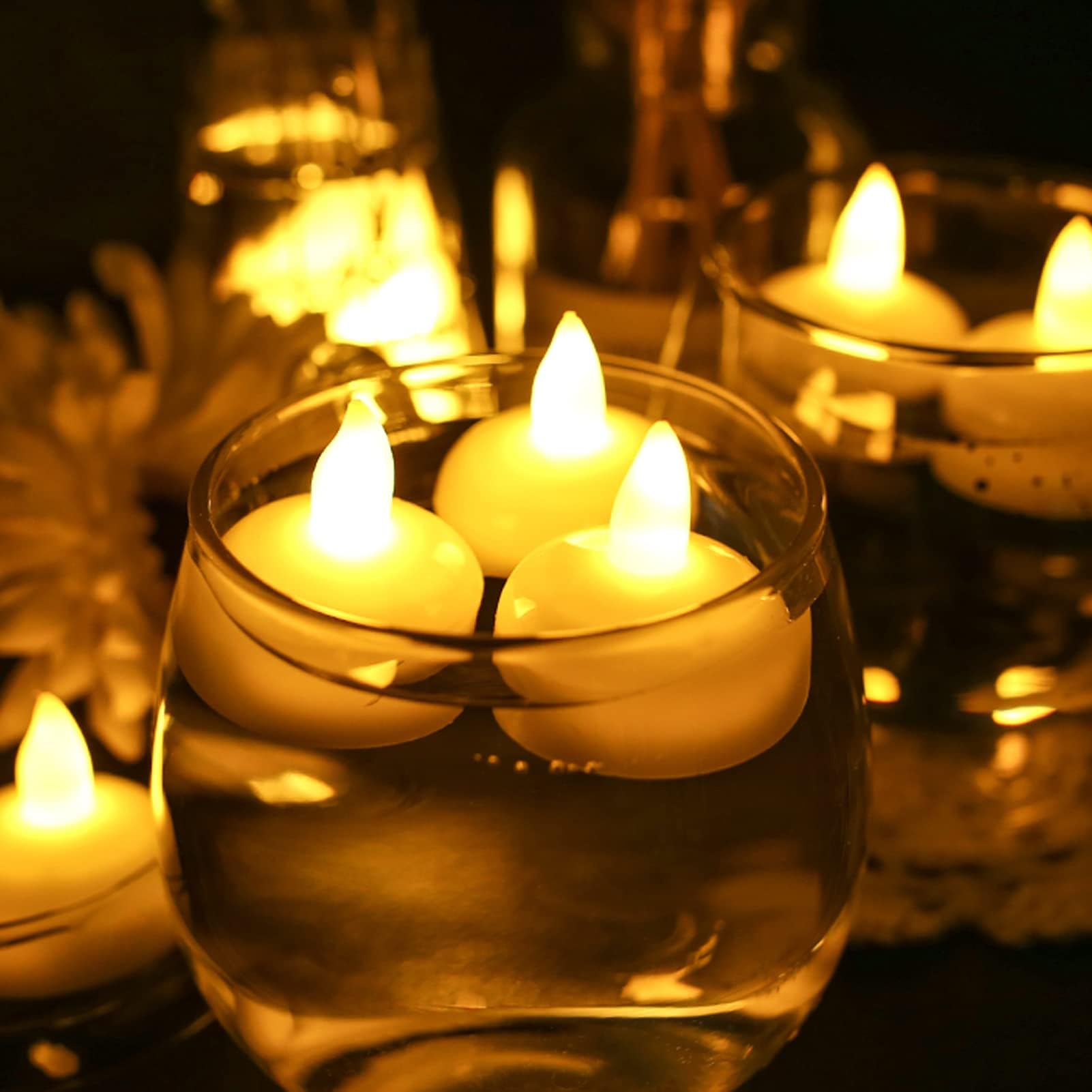 LARDUX 3 Inch Led Floating Candles - 12 PCS Flameless Water Activated ...