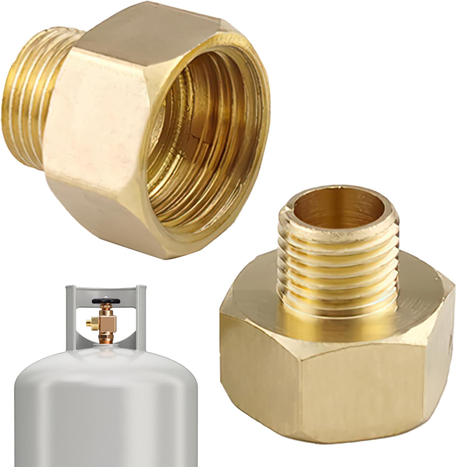 2 Pièces Raccords de Tuyau de Gaz 1/2" Filetage à droite vers Filetage Gauche 1/4" en Laiton ...