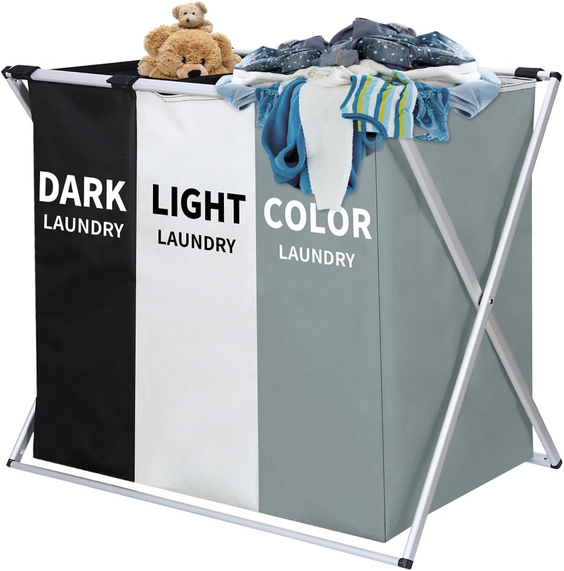 Cesto para Ropa Plegable,120L Multifunción Cestos para Lavandería can 3 ...