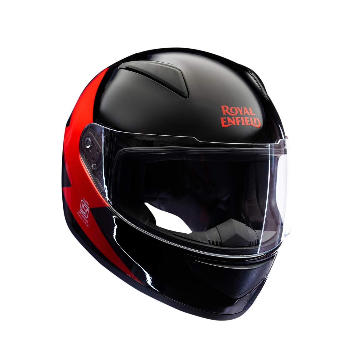 Royal Enfield Full Face Helmet with clear Visor Black & Red, Size: XL ...