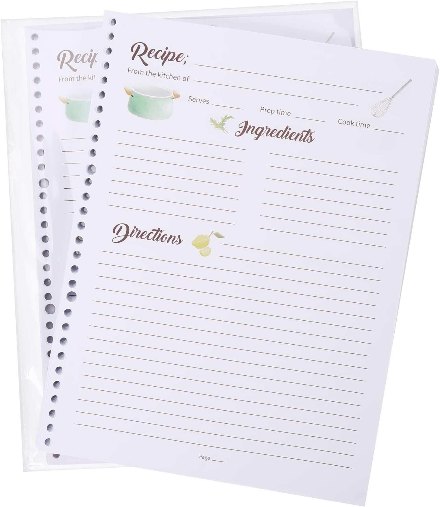 Amazon.com: 120 Sheets 8.5'' x 11'' Blank Recipe Papers for Soligt ...