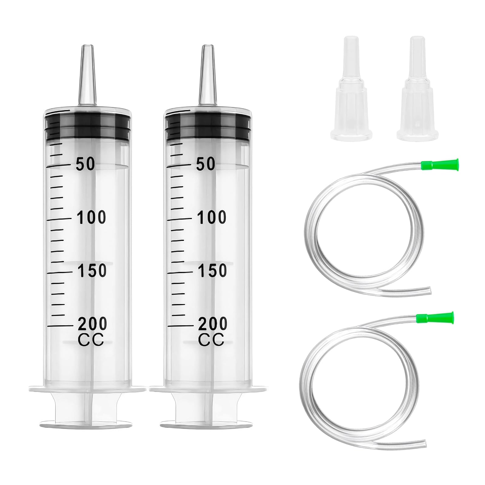 Pack of 2 Syringes, 200 ml Syringe with Hose, Large Syringe, Oil ...