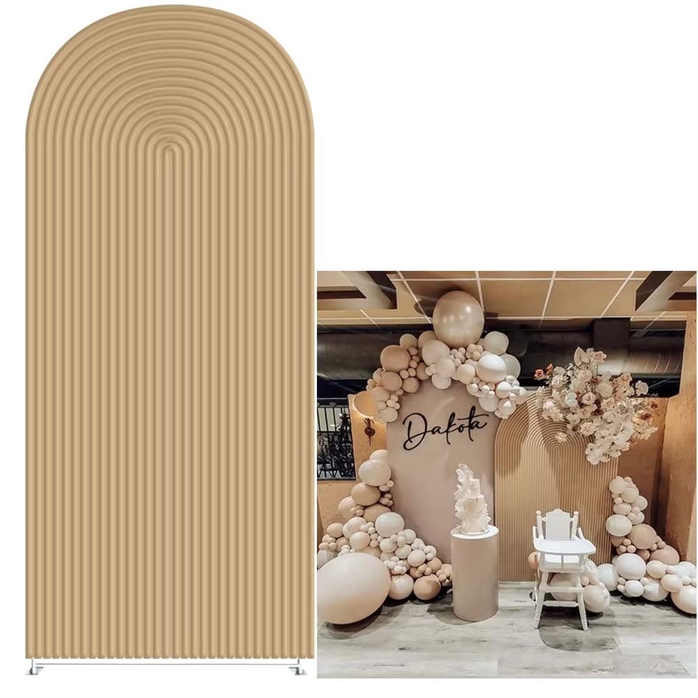 Amazon.com: Khaki Ripples Pattern Arch Backdrop Cover for Birthday ...
