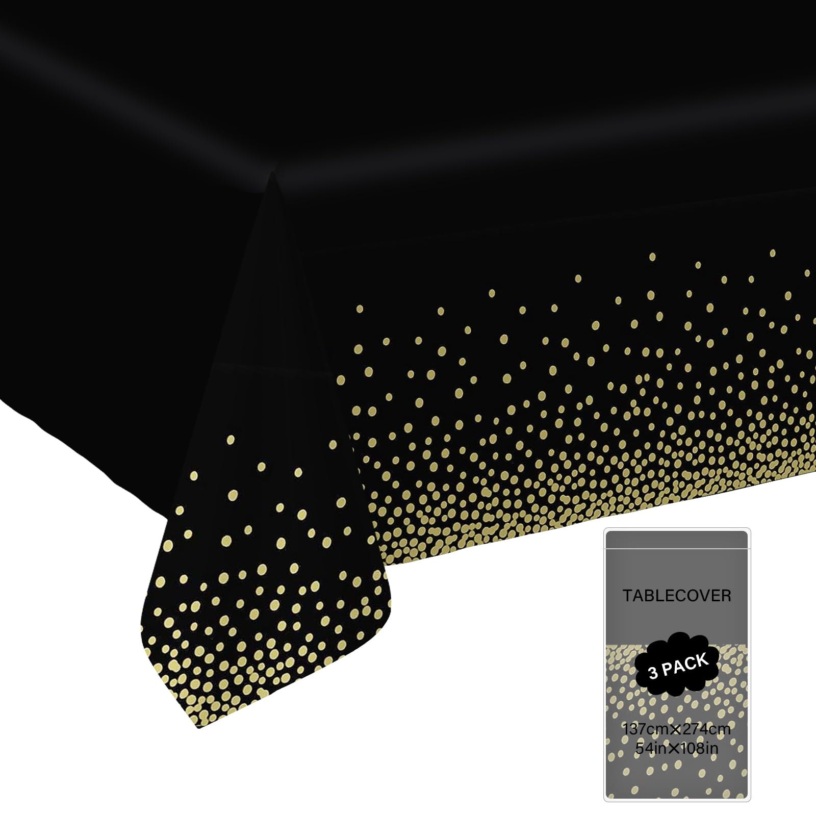 sundee 3 Pack Premium Disposable Plastic Tablecloth (54"x 108"),Rectangle Table Cover for ...
