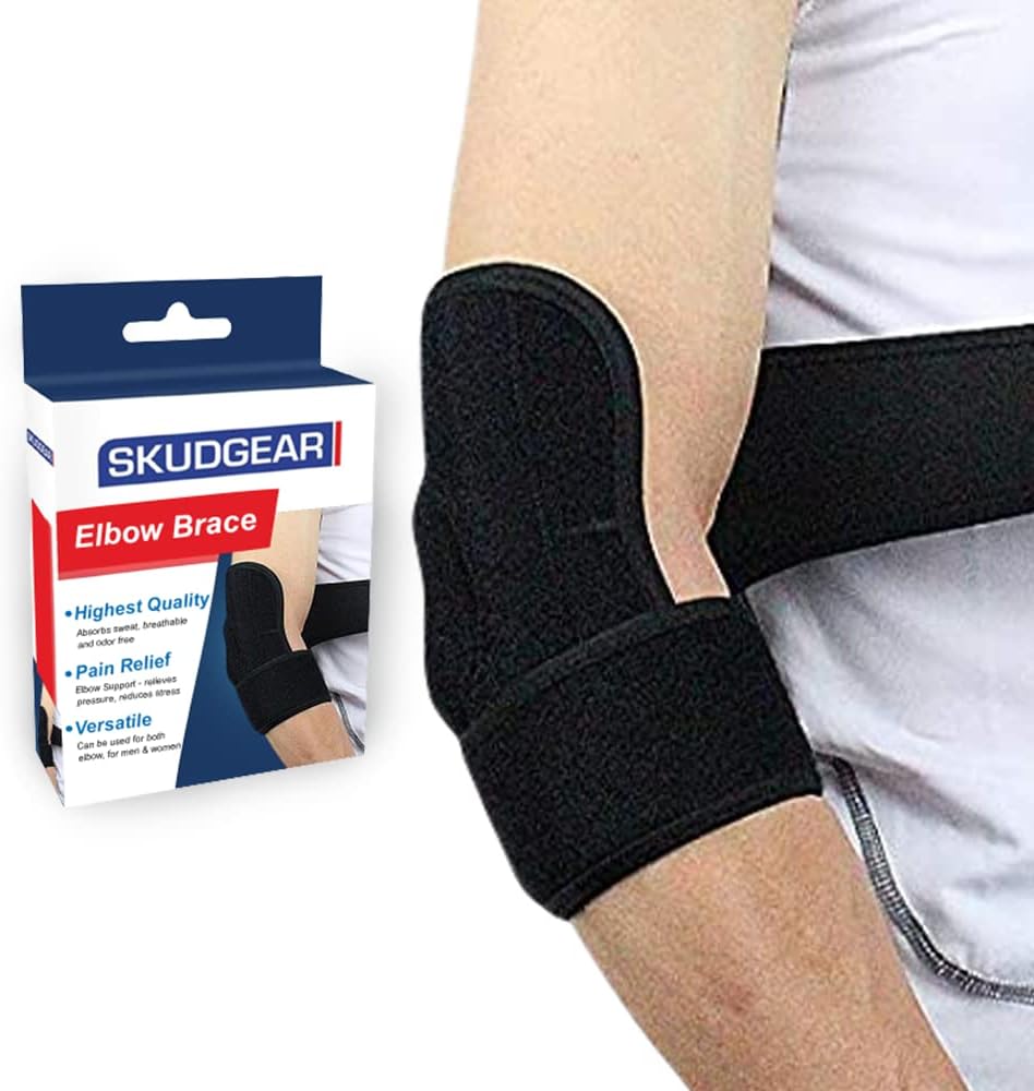 Skudgear Elbow Brace - 1Pc (Black) | Compression Support Sleeve Men ...