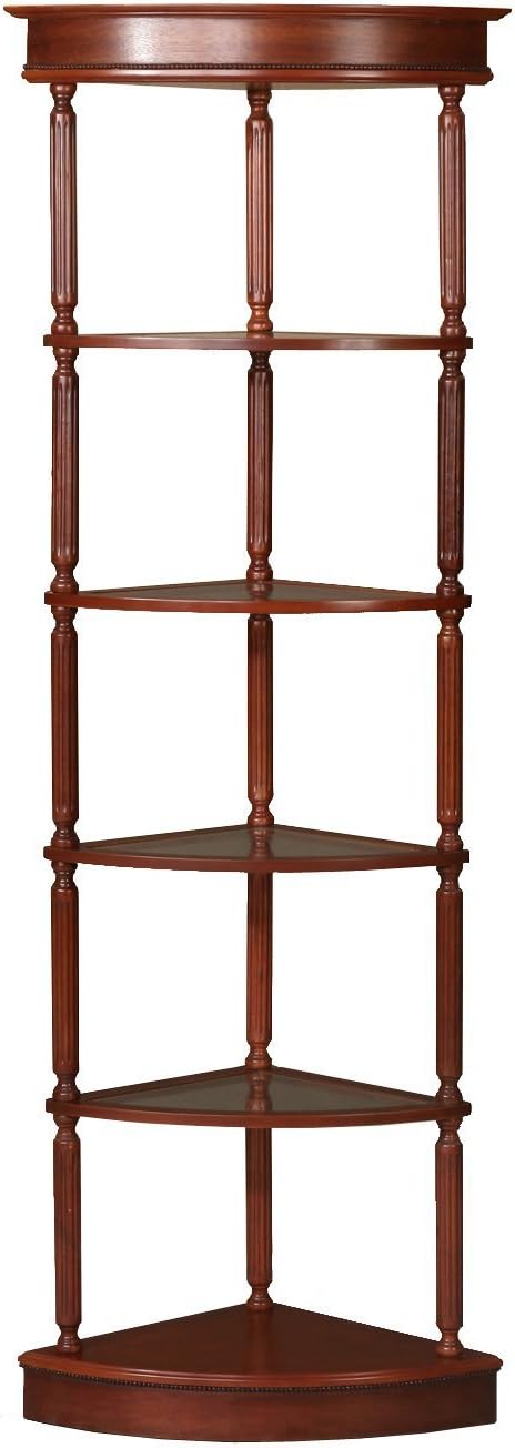 Home Source Industries, Corner Triangle Shelving Unit, Wood & Glass ...