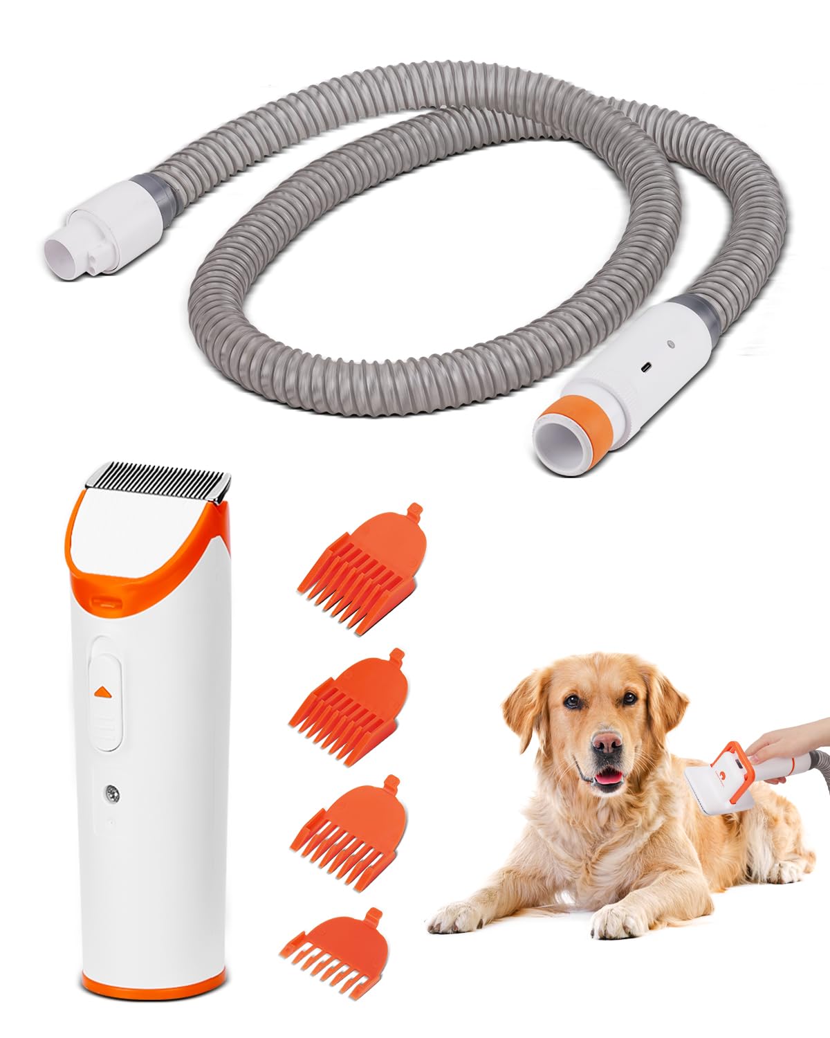 Pet Vacuum Attachment for Dogs Grooming, 2-in-1 Dog Brush Vacuum ...