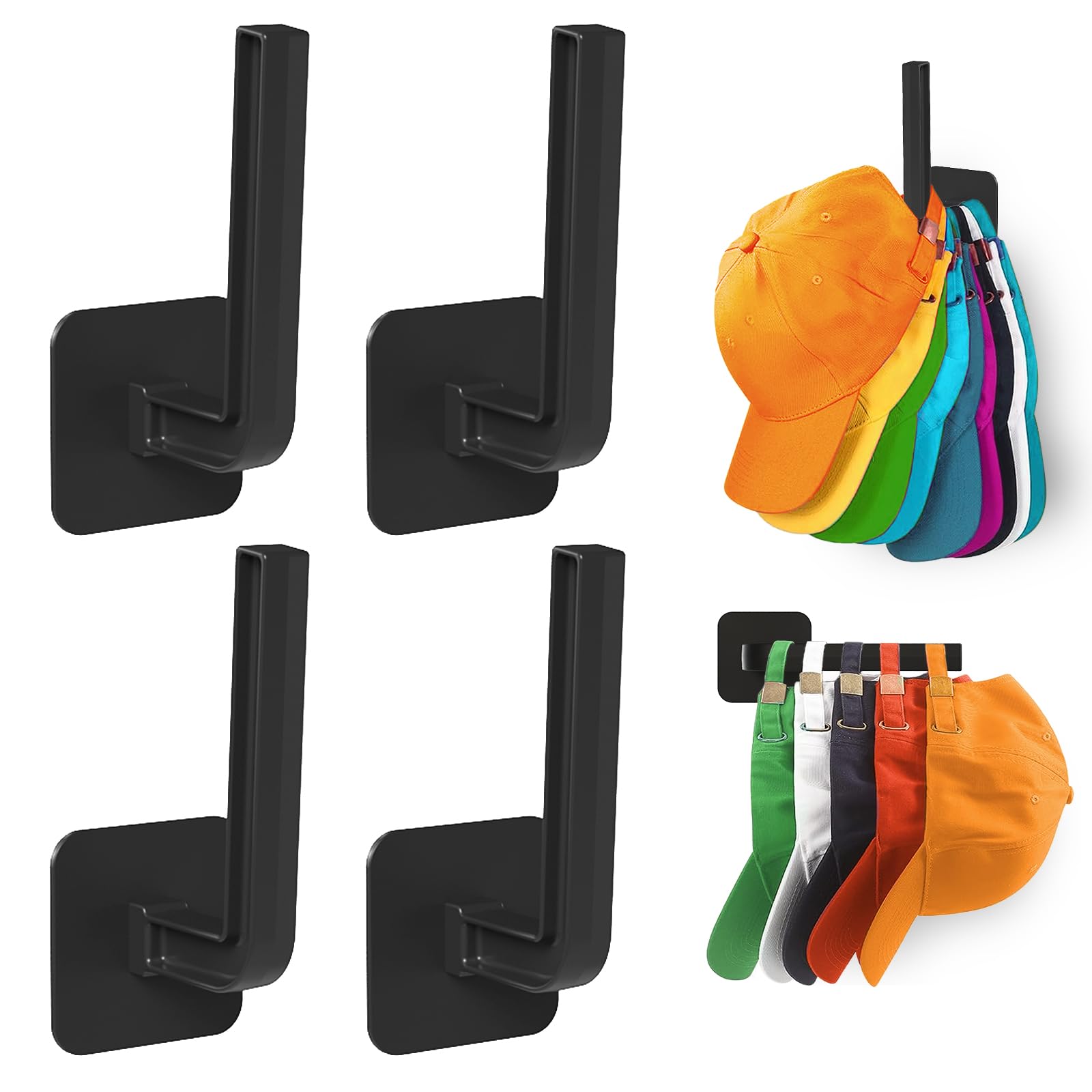 Amazon.com: TimDonki Hat Rack(4-Pack), Self-Contained Adhesive Hat ...