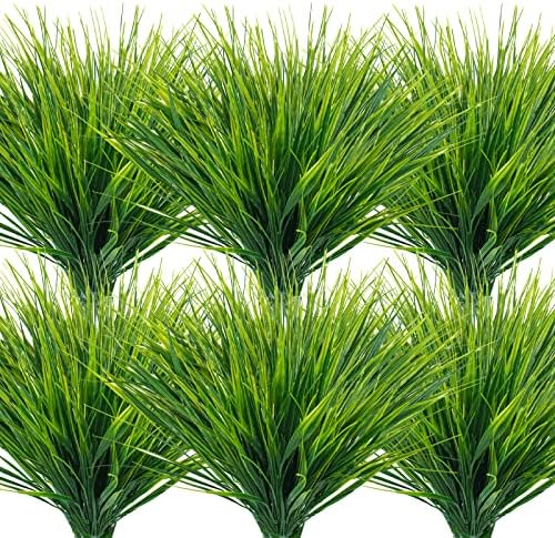Amazon.com: Uieke 24 Bundles Artificial Grass Plants Outdoor UV ...
