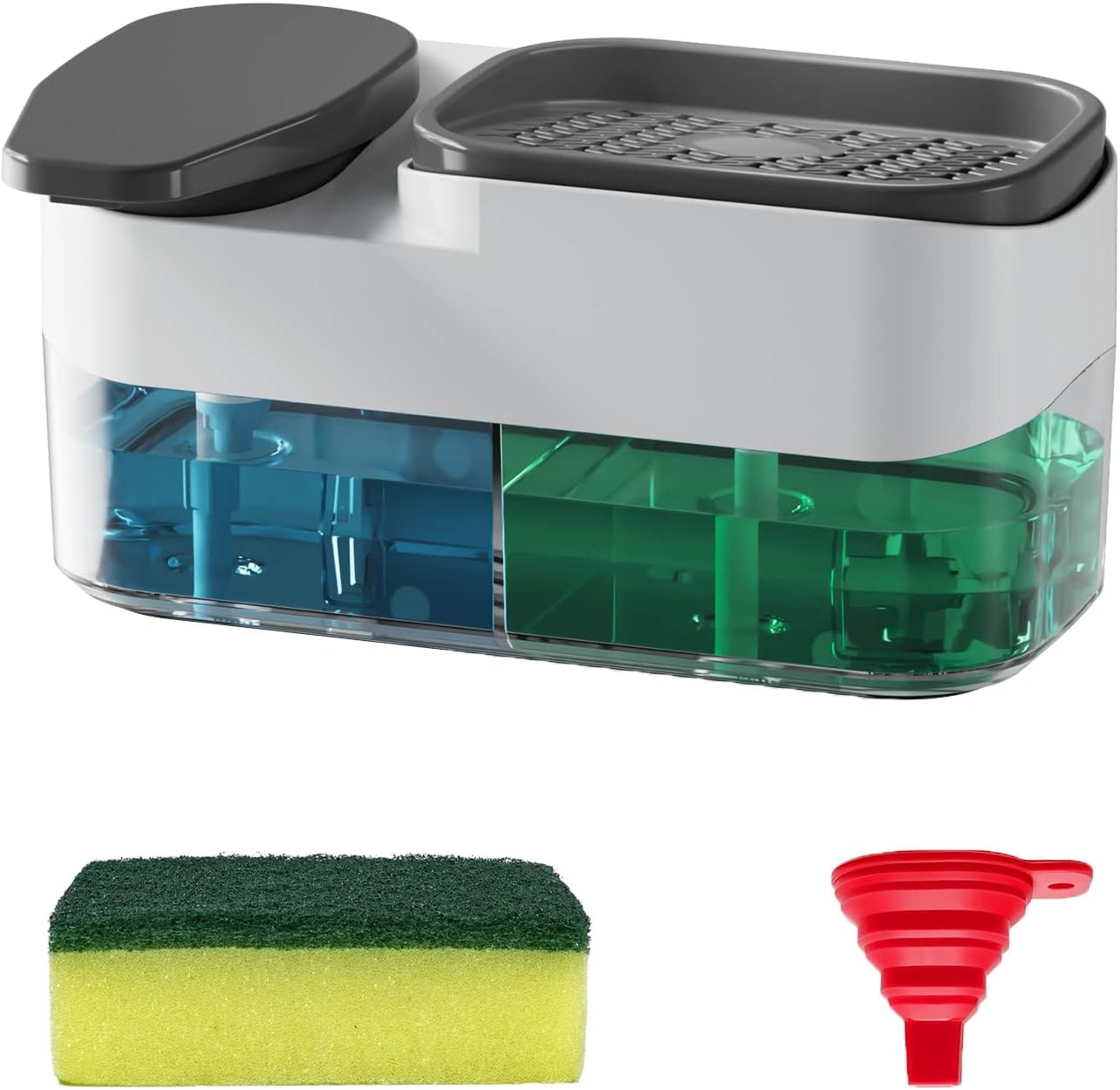 Amazon.com: Soap Dispenser with Sponge Holder, 2-in-1 Dish Soap and ...