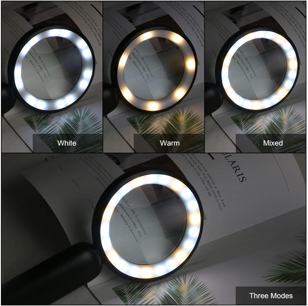 Vicloon Handheld Magnifying Glass, 15X Rechargeable Magnifying Glass ...