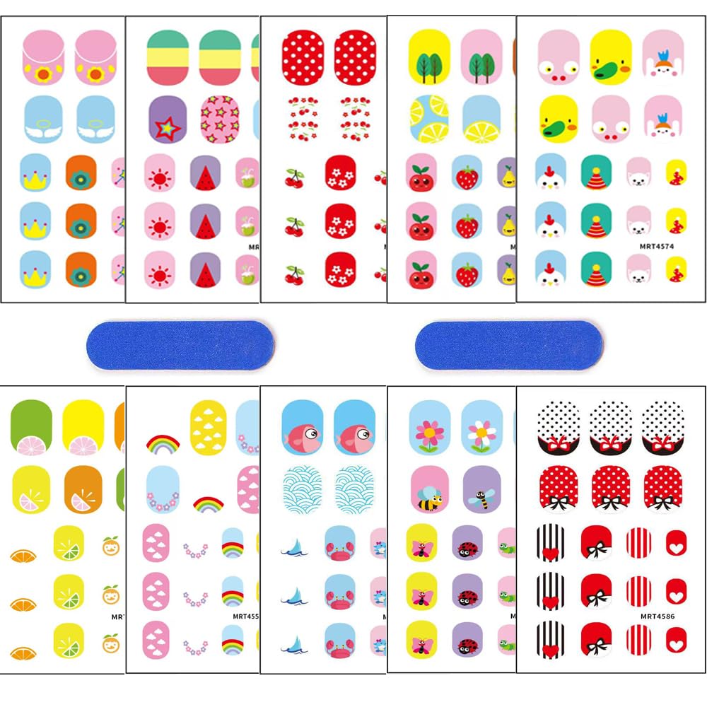Amazon.com: Kids Nail Stickers Full Nail Wraps 3D Self Adhesive Nail ...