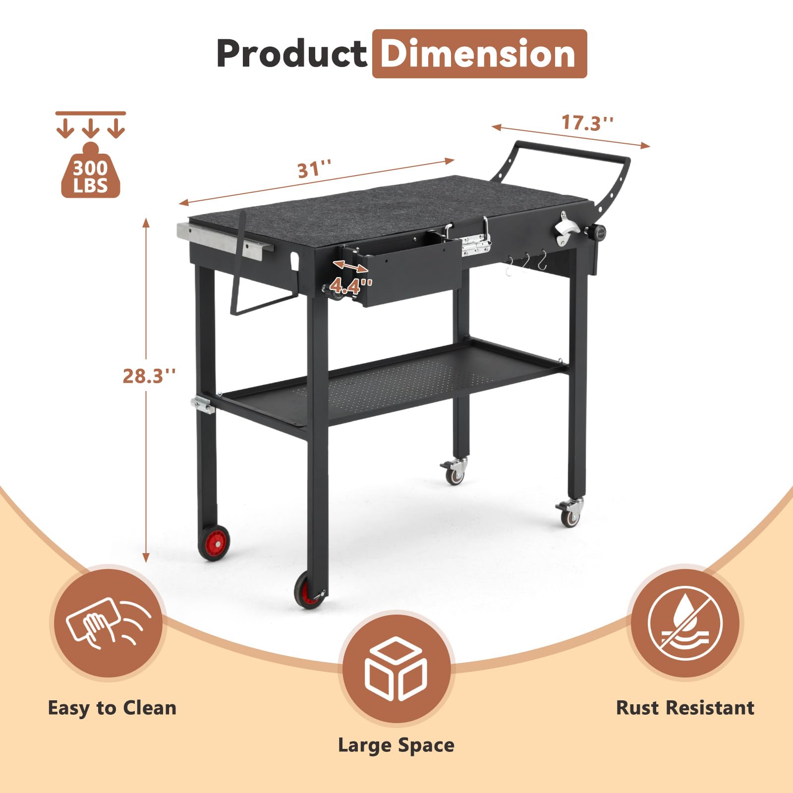 Snapklik.com : JFHID Outdoor Grill Table, Folding Portable Grill Cart ...