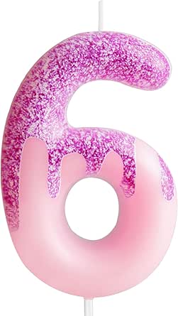 Amazon.com: Pink 6th Birthday Candles Purple Pink Number 6 Candle Cake ...