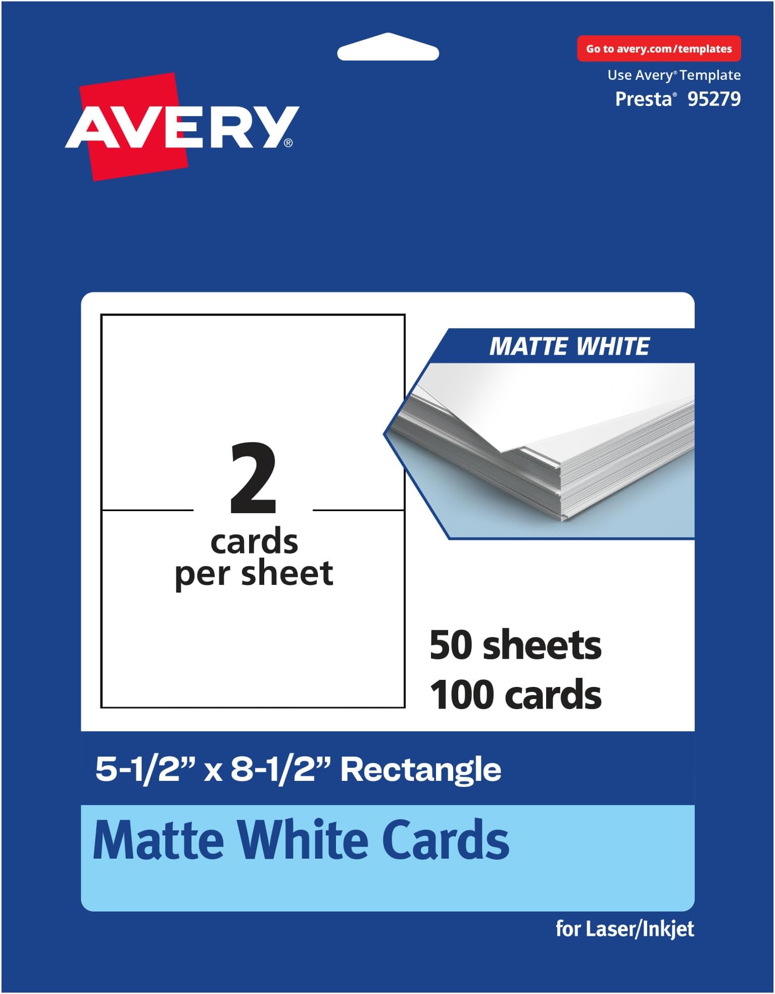 Amazon.com: Avery Printable Rectangle Cards, 5.5" x 8.5", Matte White ...