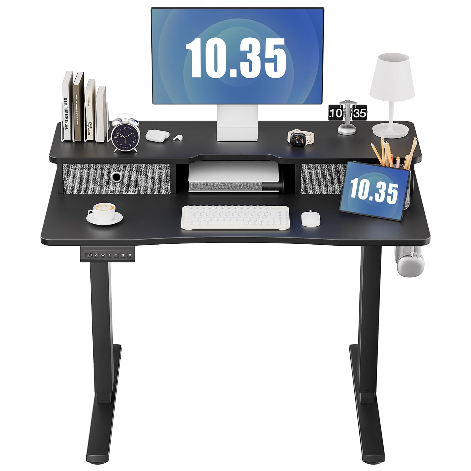40 Inch Electric Standing Desk with Double Drawers, Adjustable Height ...